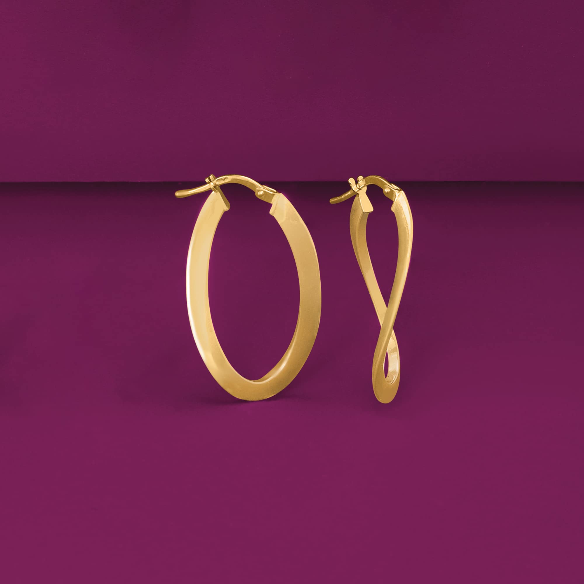 Ross-Simons Italian 14kt Yellow Gold Curvy Oval Hoop Earrings