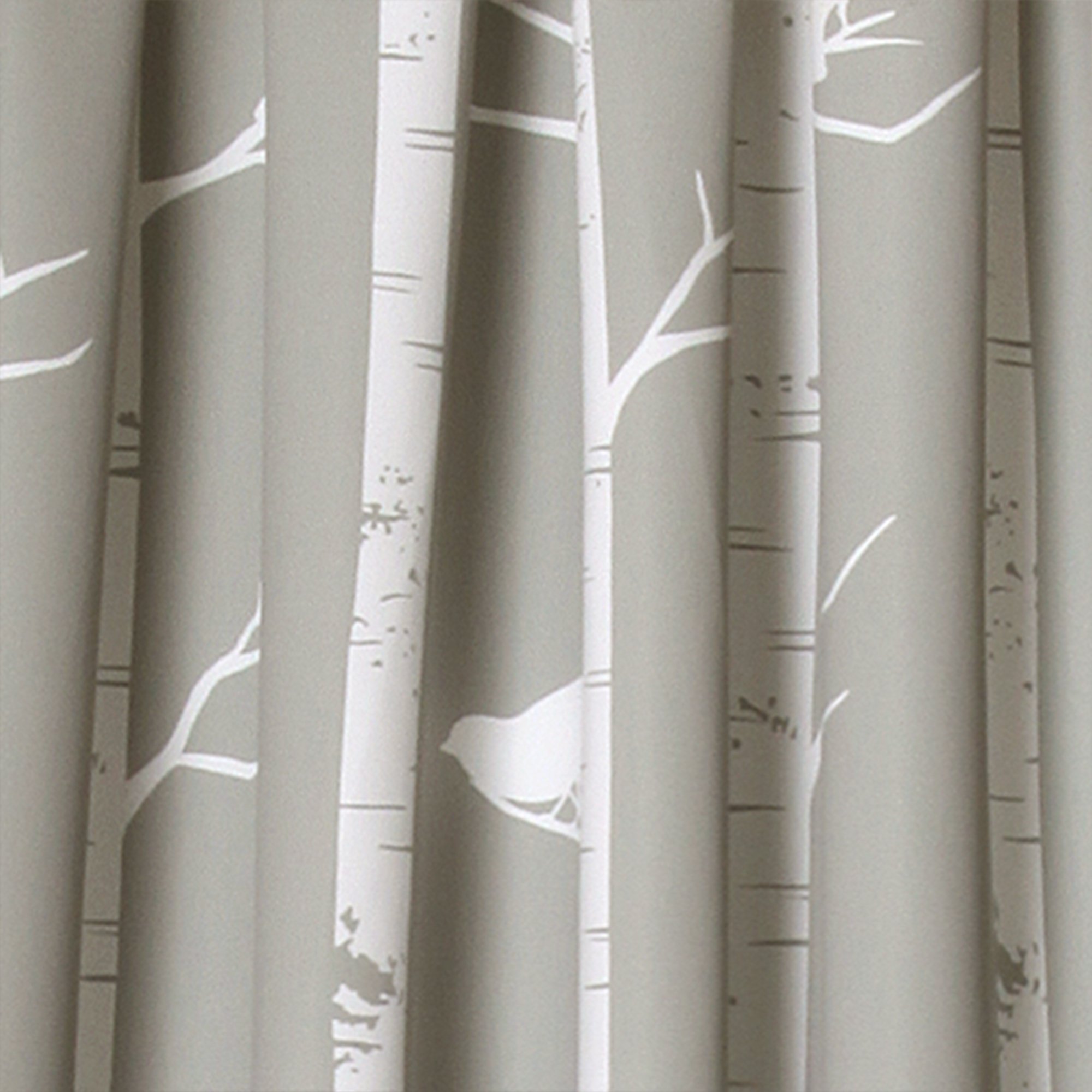 Lush Decor, Gray Bird On The Tree Curtains Room Darkening Window Panel Set for Living, Dining, Bedroom (Pair) 108" L x 52" W - Discontinued
