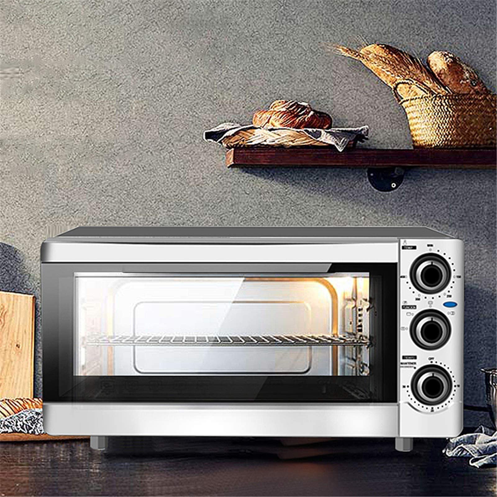 Microwave Oven in Silver Tact Built in Electric Single Oven Stainless Steel Premium Convection Halogen Oven Cooker Ideal for Roasting,Baking