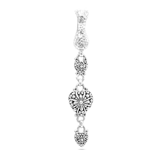SARDA - .925 Sterling Silver ‘God so Loved the World’ 1-1/3” Filigree Heart Enhancer Pendant Only- Handmade by Bali Artisans