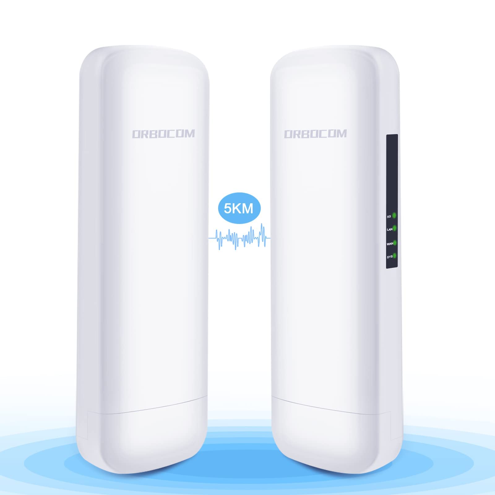 Wireless Bridge Point to Point for 5KM Remote Transmission, 5G WiFi Bridge 900Mbps Outdoor CPE PtP & PtMP with 15dBi High-Gain Antenna & 1000M Ethernet Port 48V PoE, Support 50+ Client Devices, 2 Pack