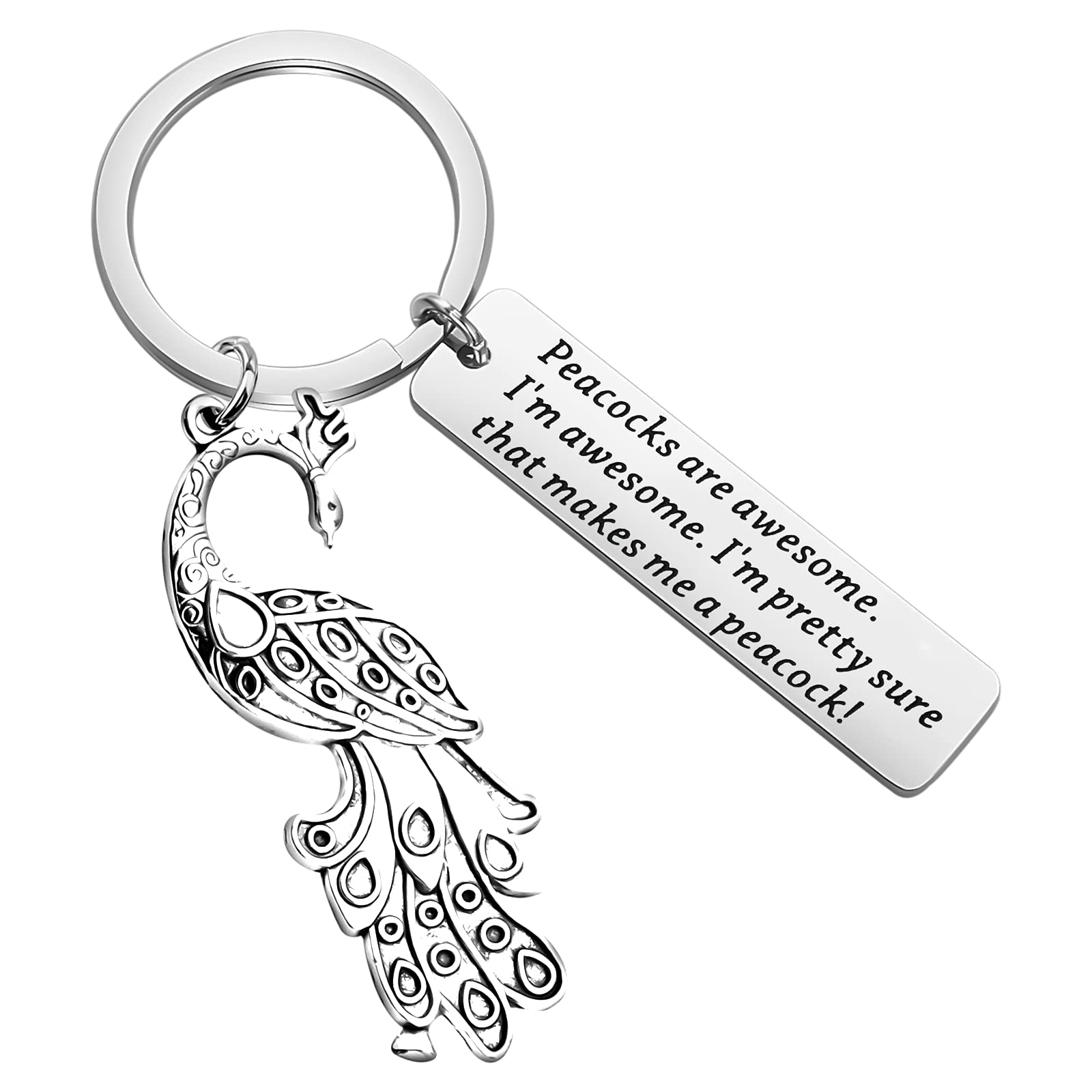 PENQI Peacock Jewelry Peacock Lover Gift Peacocks Are Awesome I'm Awesome Keychain Peacock Pendant Gift Idea (Peacocks are awesome)