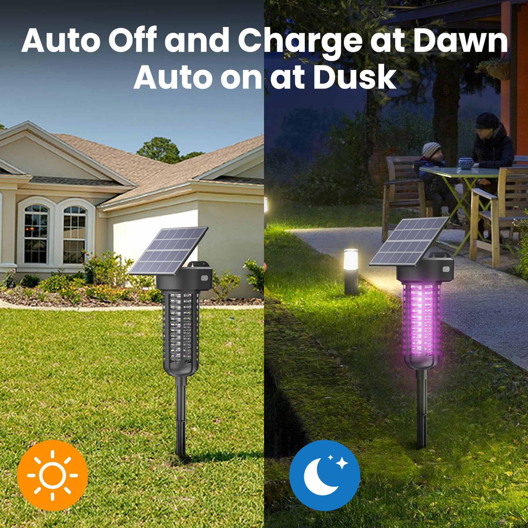 Solar Bug Zapper Outdoor Mosquito Trap Killer Mosquito Killer Lamp,Cordless & Rechargeable ,Fly Zapper Mosquito Catcher Lamp Decor Light for Patio Garden
