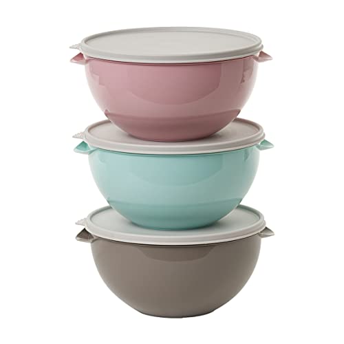 Plasvale - Set Biovita Colorful Plastic Bowls with Lids - 16.90 fl oz - 6 Pieces - Microwave, Freezer and Dishwasher Safe - BPA Free (Multicolor)