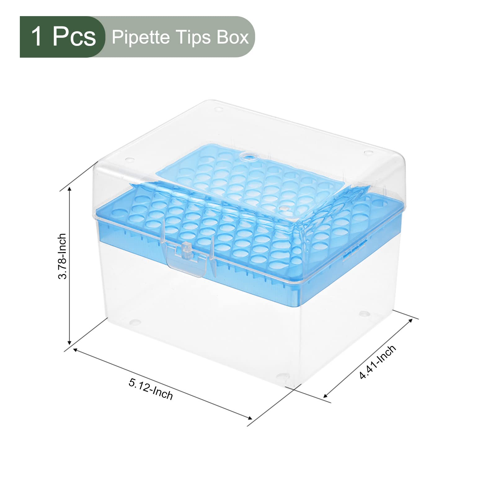 YOKIVE 1 Pcs Pipette Tips Box, for Polypropylene 1ml Pipettor Tips with 100 Holes | Keep Tidy, Great for Lab (White, Clear, Light Blue, 0.32-Inch Hole Dia)