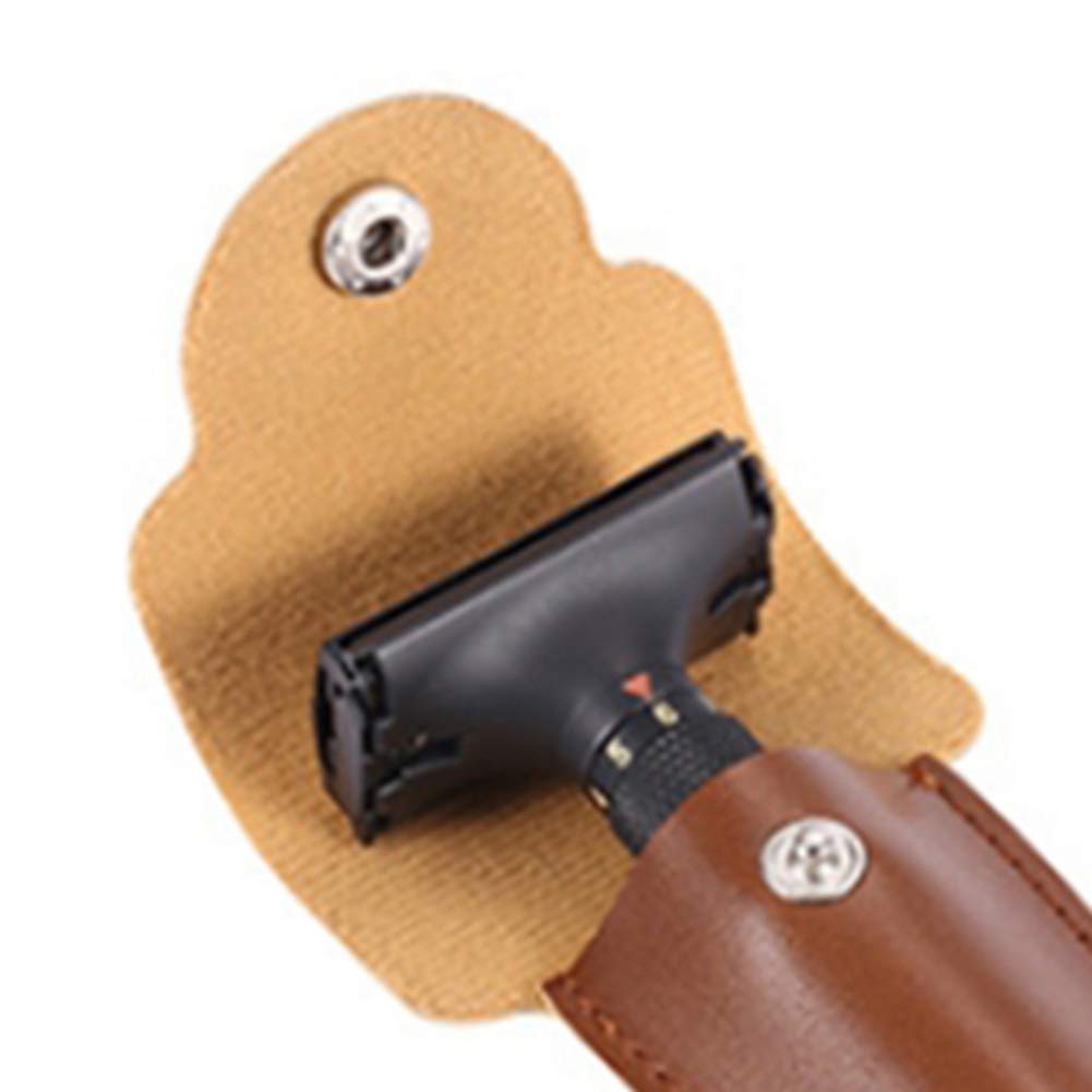 YOLLO Case Travel Holder Manual Double Edge Razors Container PU Leather Bag