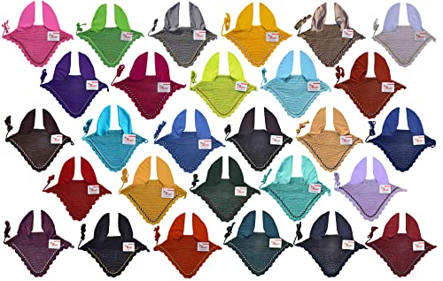 Zainee Sports Horse Ear Bonnet Ear Net Hat Fly Bonnet Hood Mask Fly Veil Full Hand Made Cotton (Horse/Full, Teal)