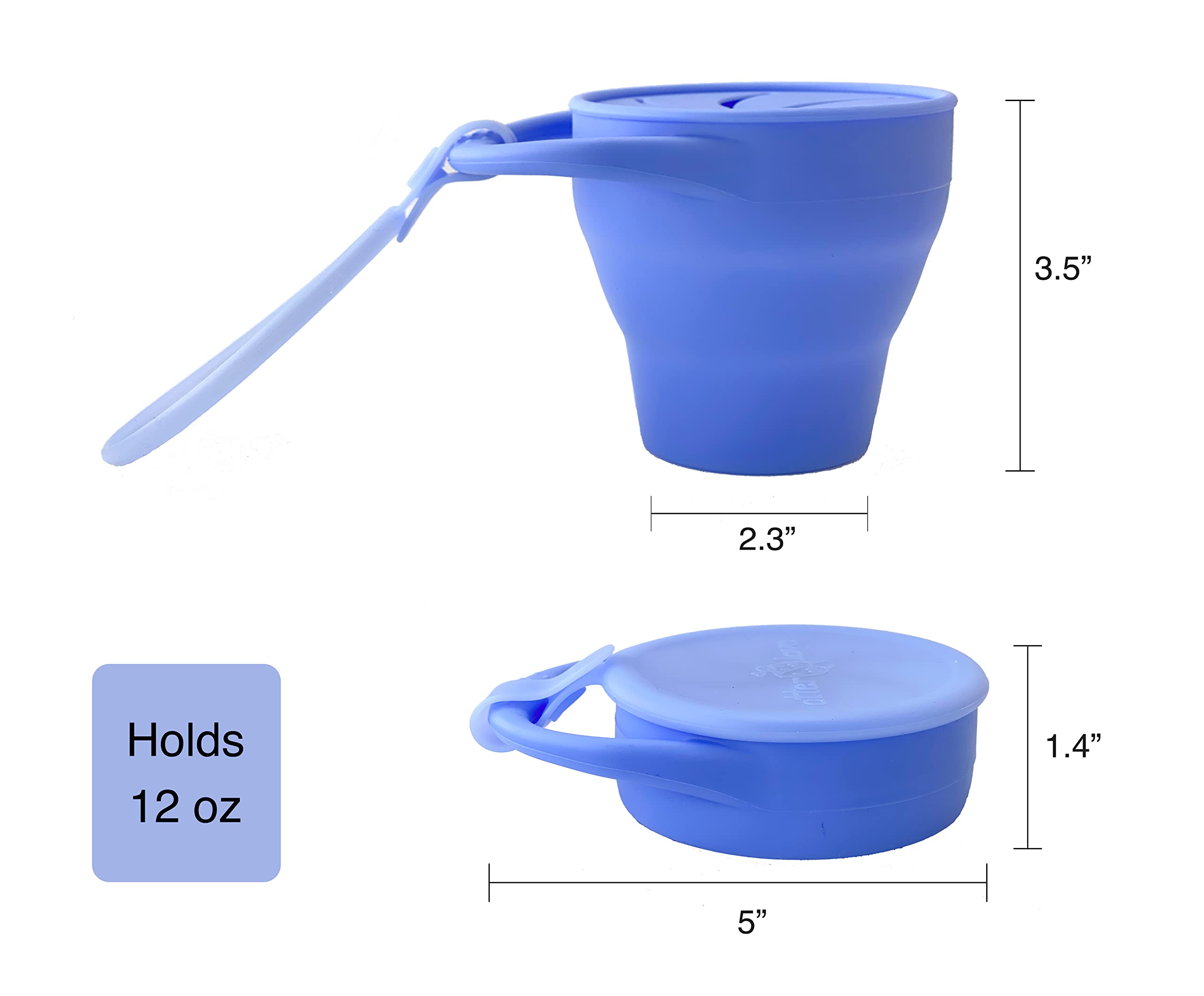 otterlove Collapsable Silicone Snack Container with Attachable Lid | 100% Pure LFGB Platinum Silicone with No Fillers | Snack Cup (2 Pack - Sage & Very Peri)