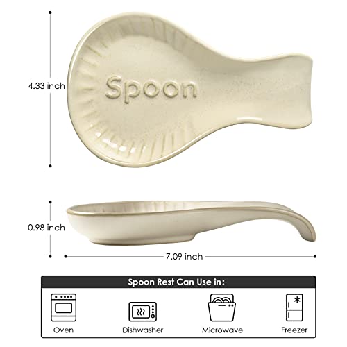 Spoon Rest,MEKY Spoon Rest for Stove Top, Farmhouse Spoon Rest for Kitchen, Safe Dishwasher, Anti-scratch Coffee Spoon Rest, Heat-Resistant Cooking Utensil Rest-Wheat Color