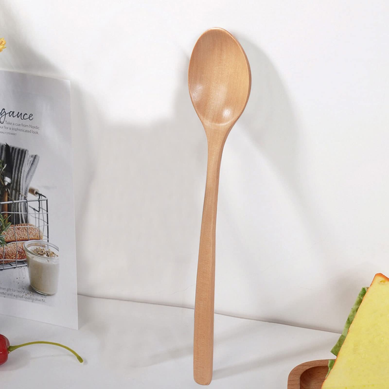 MABSSI Wooden Spoon Fork Kitchen Cooking Utensil Tools Soup-Teaspoon Kitchen Cooking Dining Soup Tea Honey Coffee Utensil Tools (Color : Beige)
