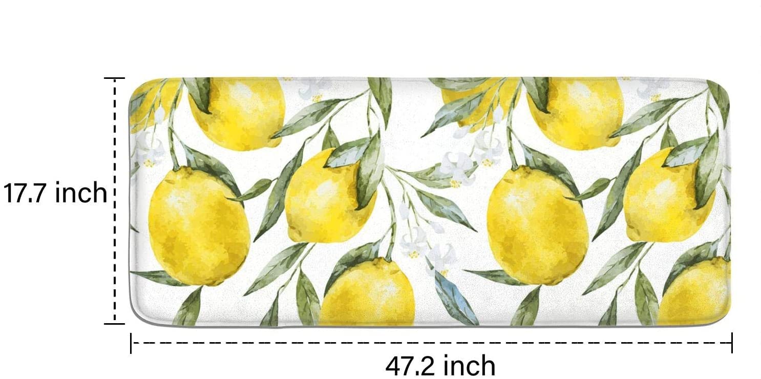OUXIOAZ Lemon Kitchen mat Microfiber PVC Back Non-Slip Soft Area Rug for Kitchen 47.2 X 17.7 in