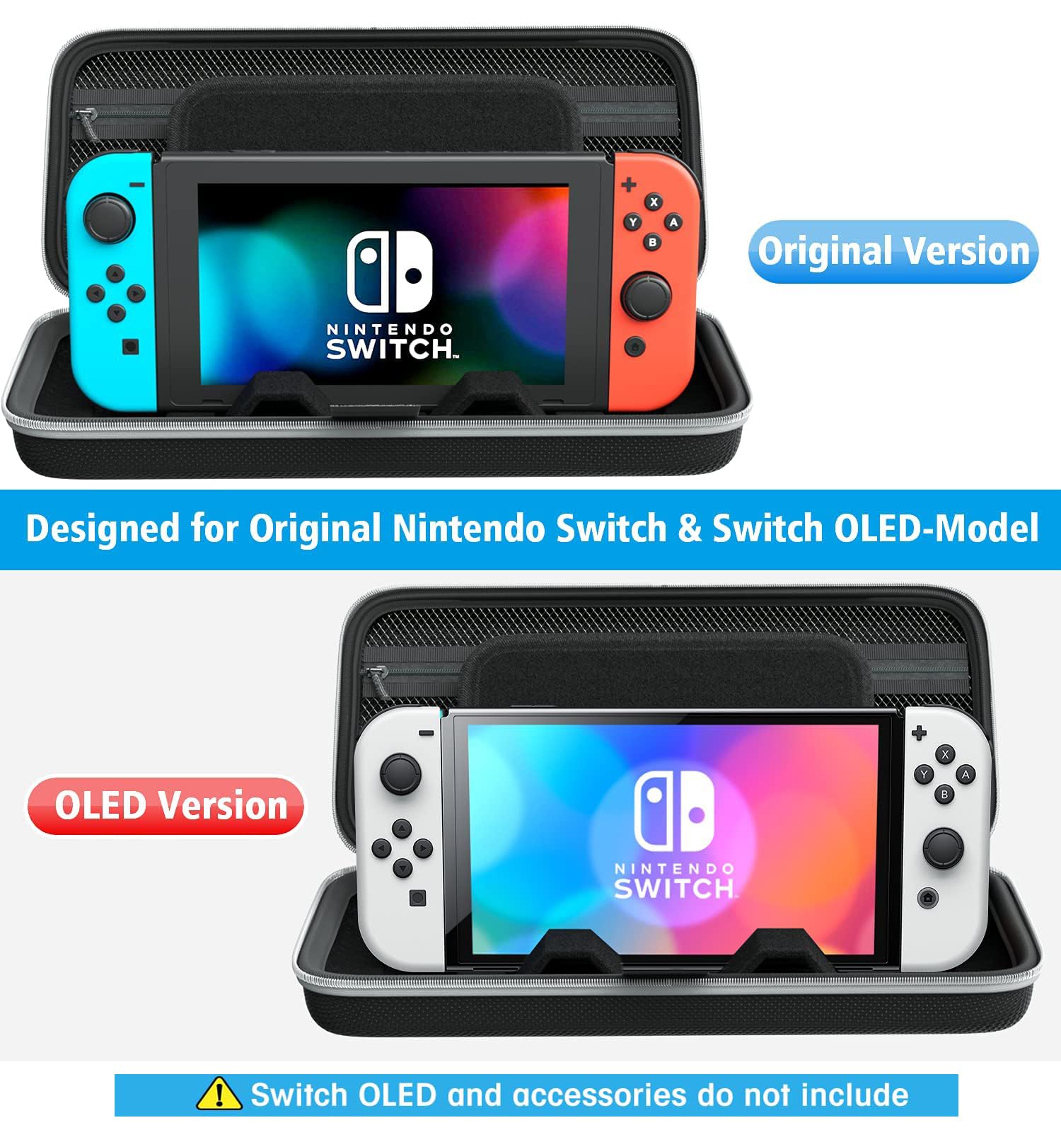 OIVO Switch OLED Case for Switch OLED New Model, Large Capacity Switch Carrying Case Portable Travel Hard Case with Game Card Storage Slots Compatible with Nintendo Switch/OLED Model