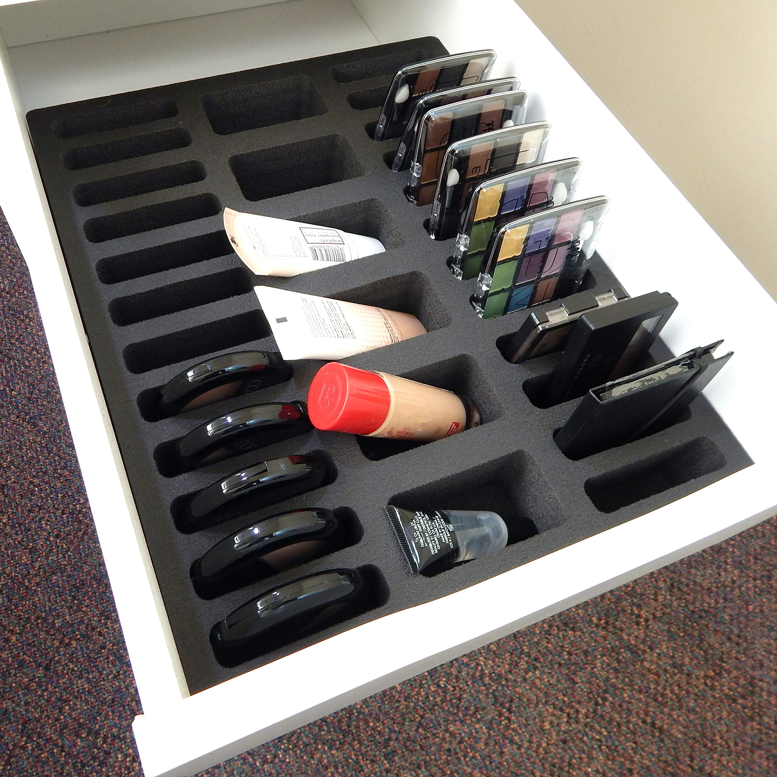 Polar Whale Compact Drawer Organizer Compatible with IKEA Alex Tray Washable Waterproof Insert for Home Bathroom Bedroom Office 11.5 x 14.5 x 2 Inches 30 Compartments Black