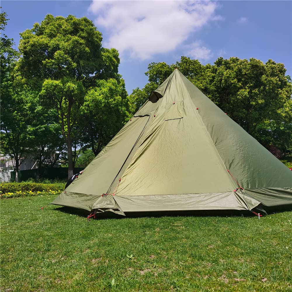 MCETO TX400PRO Teepee Hot Tent with Stove Jack Snow Skirt Lightweight Waterproof Winter Camping Hunting Hiking (Olive)