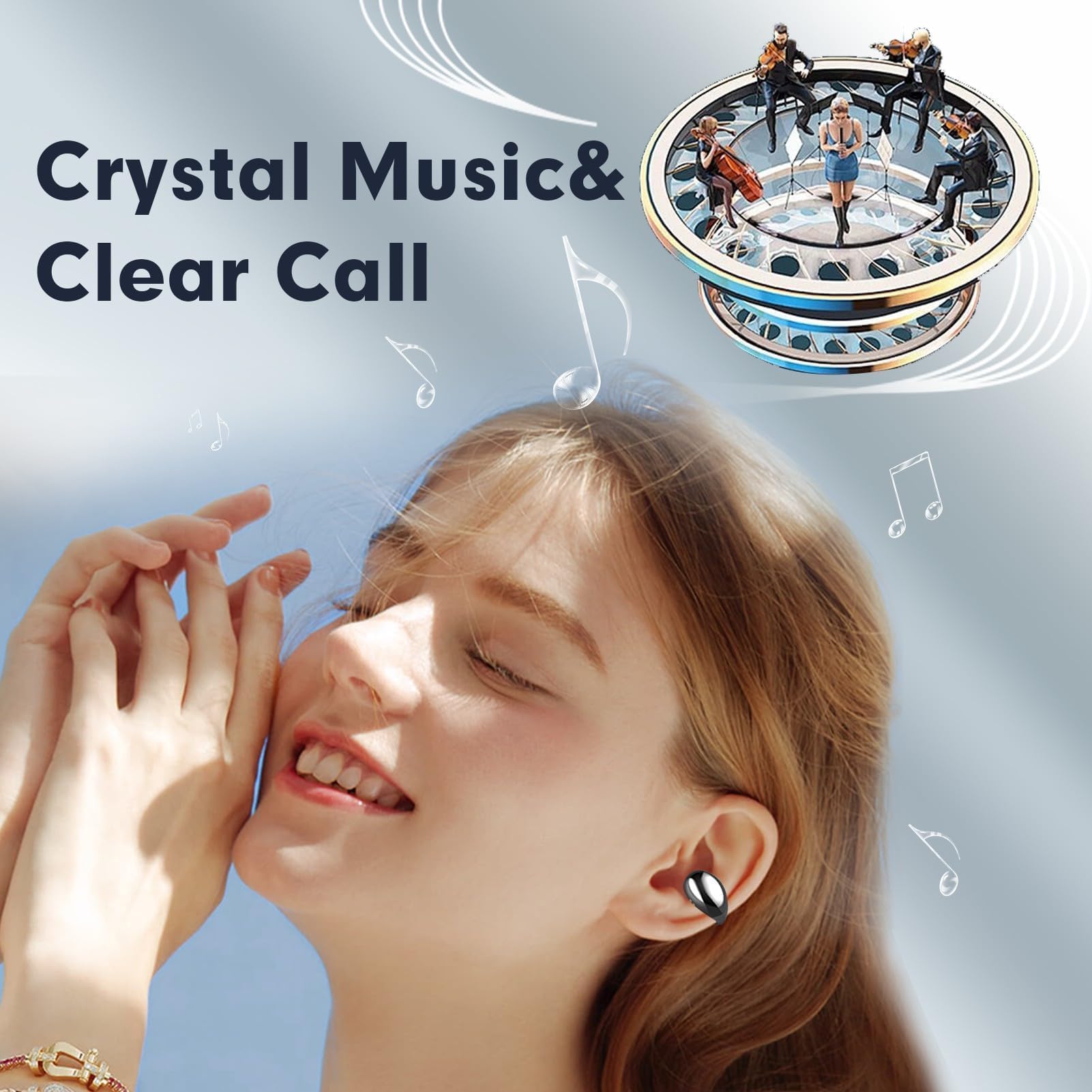 Wireless Earbuds with Earhooks Mini Bone Conduction Headphones Waterproof Bluetooth Open Ear Earbuds Cycling Earpiece Noise Canceling Headset Sports Bluetooth 5.0 Earphones Headset for Cycling Driving