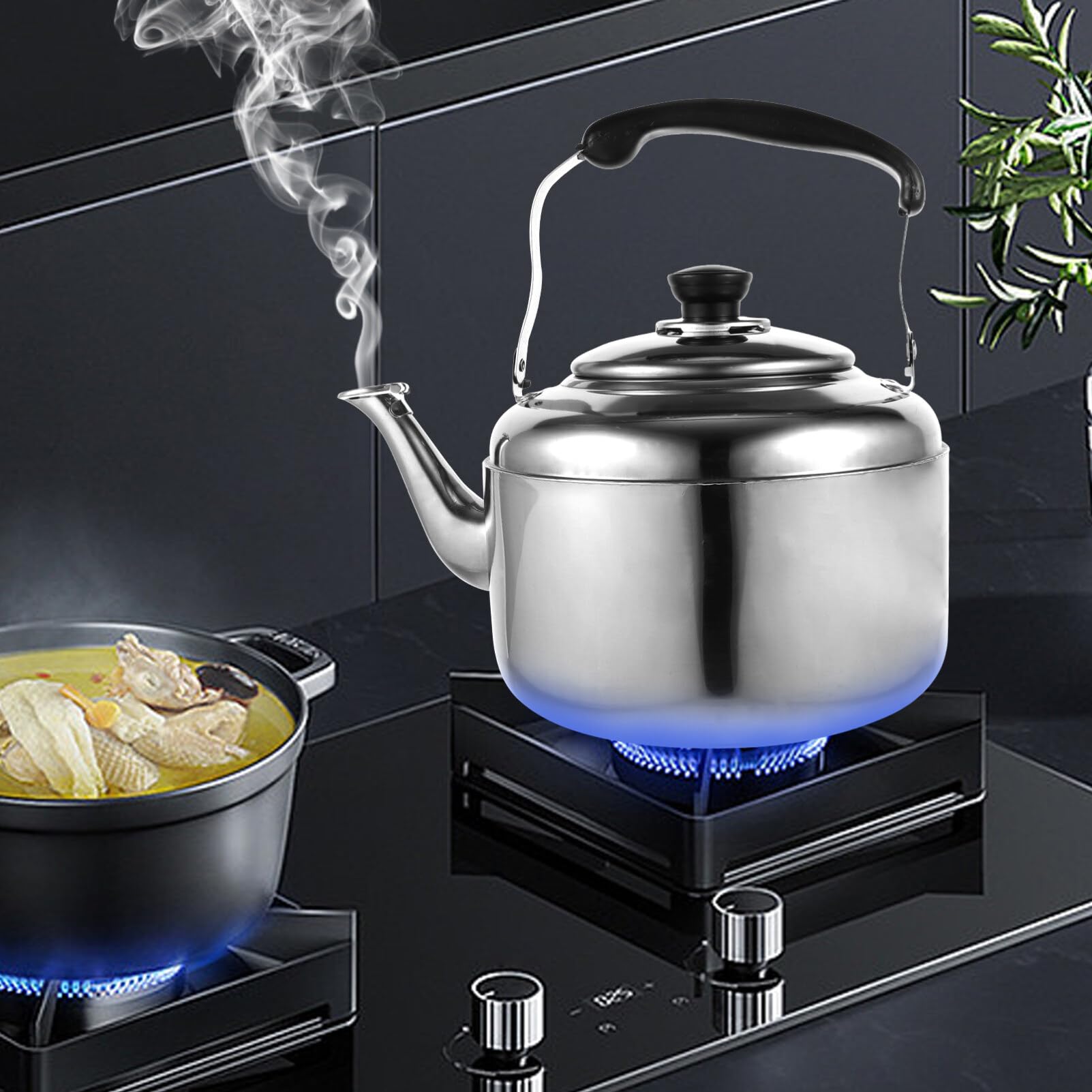Lurrose Small Tea Kettle Boiling Teapot Fast Boiling Water Kettle Glass Camp Kettle Loose Tea Steeper Electric Water Bottle Hot Water Coffee Pot Stainless Steel Teakettle Heating Filter