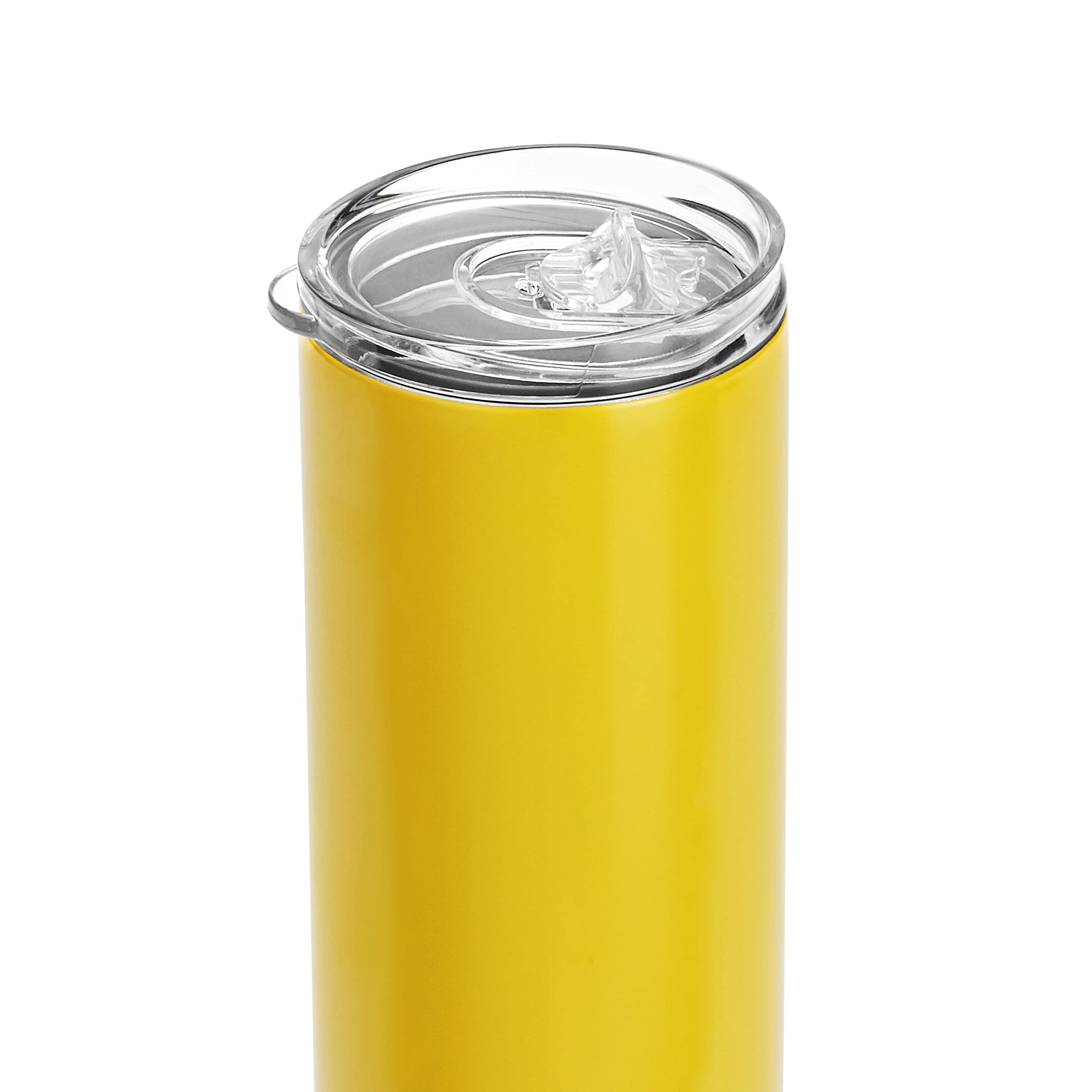 makerflo 20oz Powder Coated Tumbler Craft-Ready Insulated Stainless Steel for DIY Gifts & Personalization (Laser Engravable)-(Yellow, 1 pack)