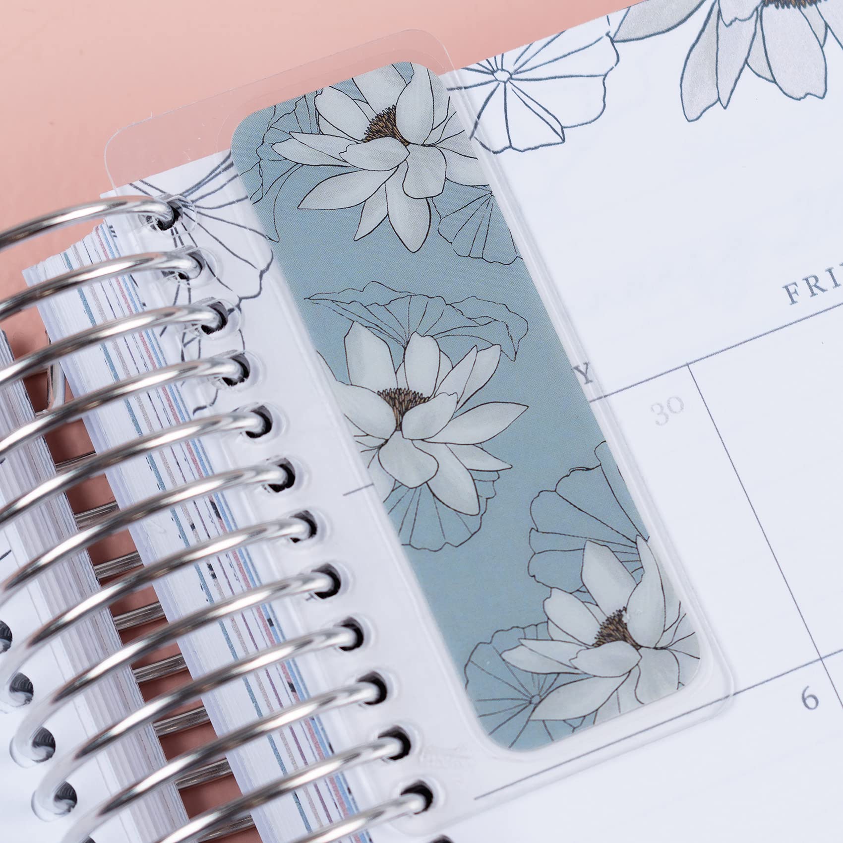 Mini Snap-in Bookmark Trio in Flora, Mark Your Pages in Style with Miniature Snap-in Bookmarks for Coiled Planners, Notebooks, or Binders in Elegant Hand-Sketched Flora Designs by Erin Condren