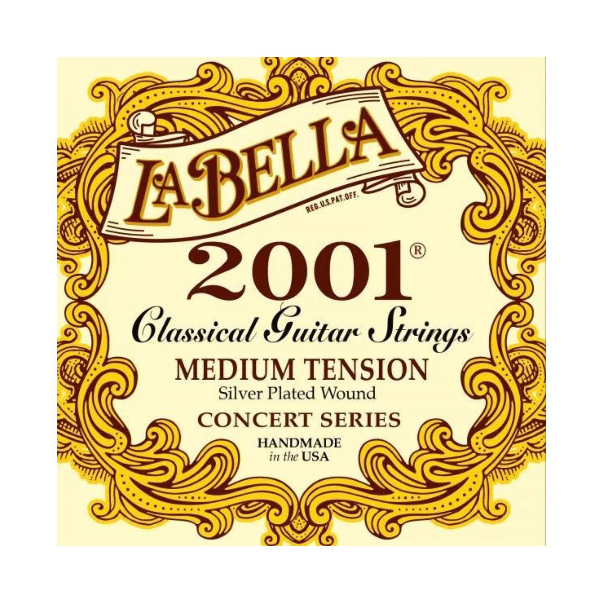 La Bella 2001 Medium Tension Silver Plated Wound Concert Classical Guitar String