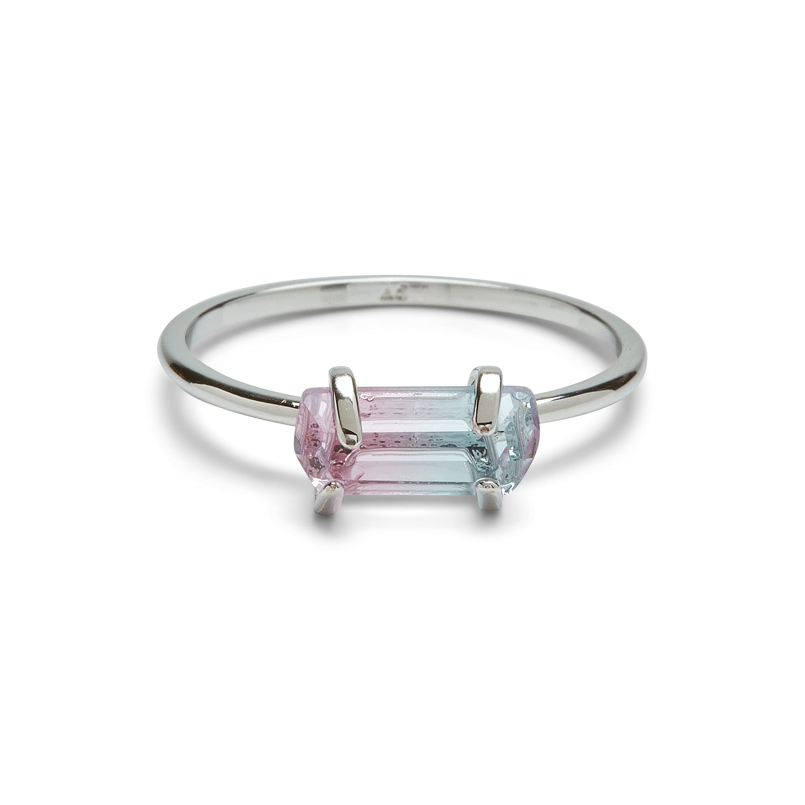 Pura Vida Silver-Plated Mermaid Quartz Ring w/Rainbow Stone - Brass Base, Rhodium Plating - Size 7