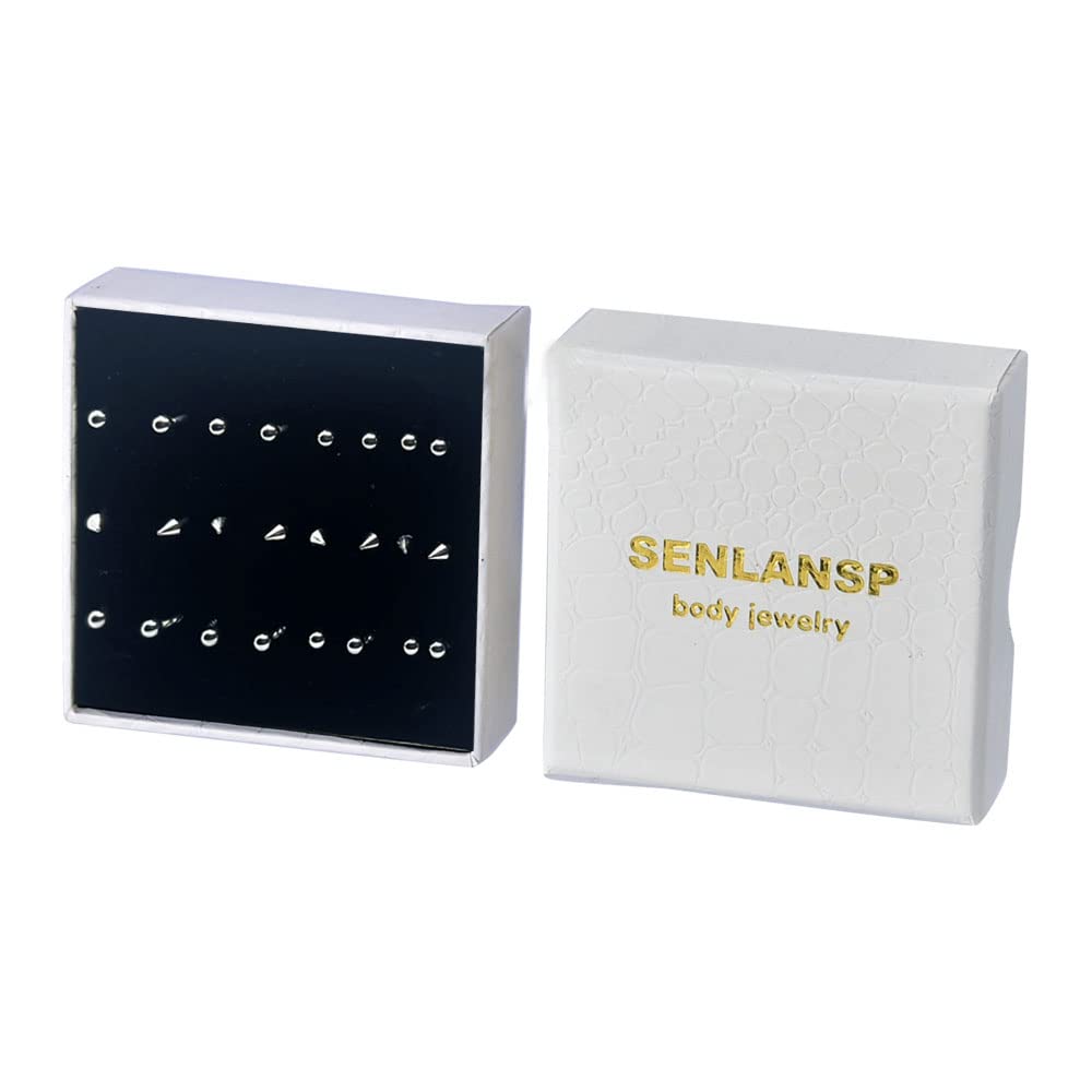 SENLANSP 12PCS 16G Stainless Steel Nose Septum Rings Horseshoe Spike Lip Rings EarringEyebrow Piercing Ring Simple yet Elegant for Women Men (silver)
