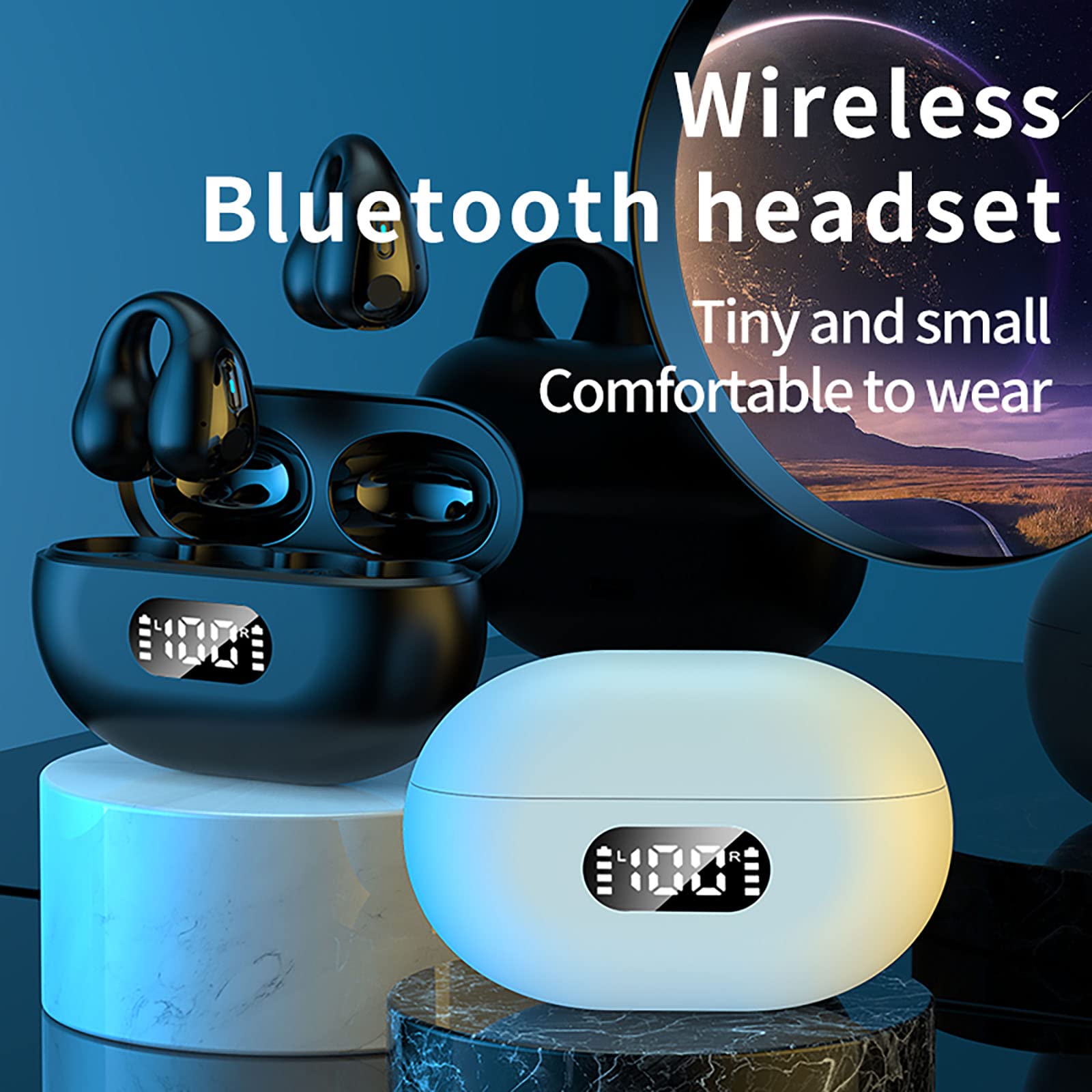Wireless Ear Clip Bone Conduction Headphones Bluetooth Waterproof Mini Sports Running Earring Open Earbuds