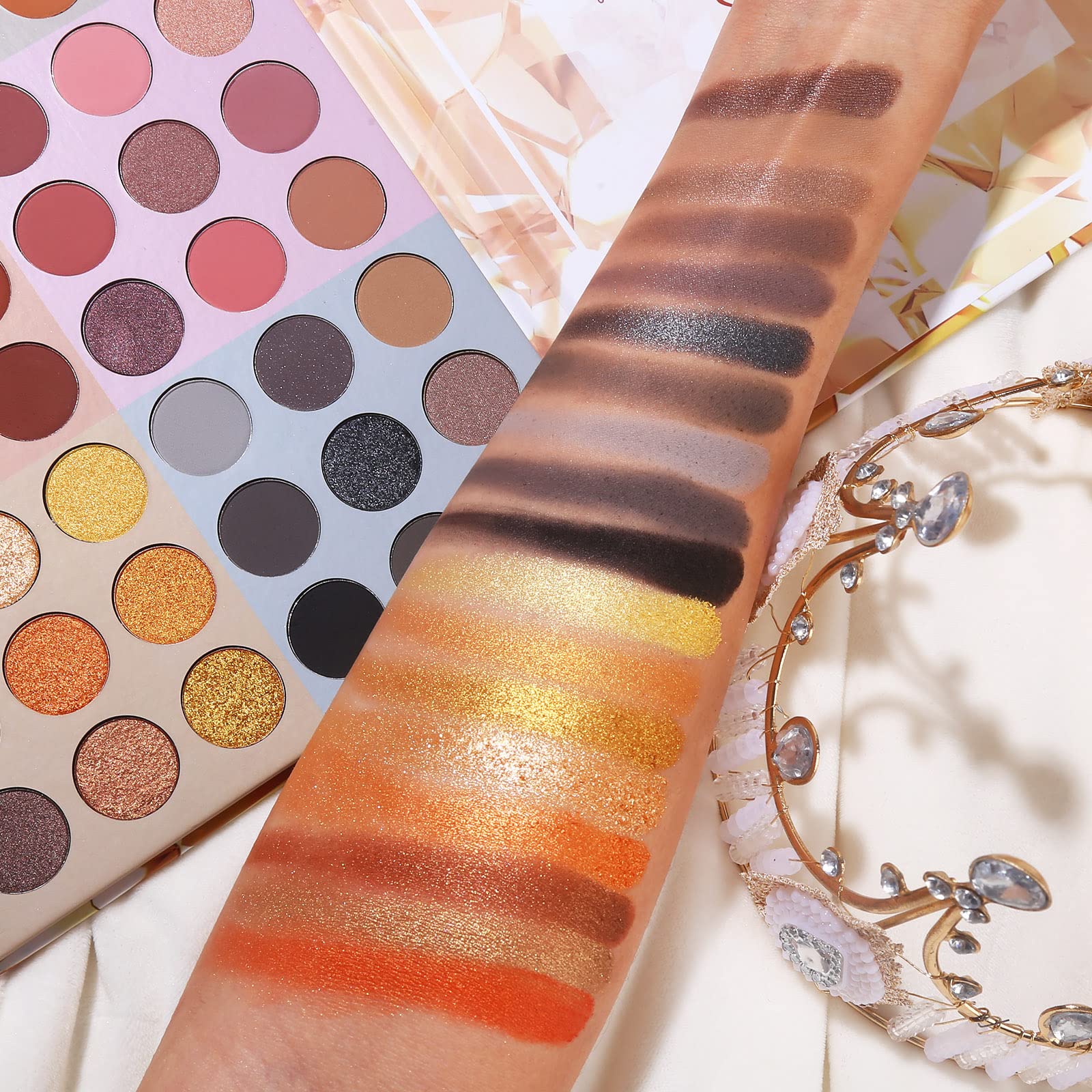 UCANBE 54 Colors Amber Gem Eyeshadow Palette, Highly Pigmented Nude Neutral Warm Brown Pink Matte Shimmer Glitter Powder Eye Shadow Blendable Long Lasting Makeup Pallet…