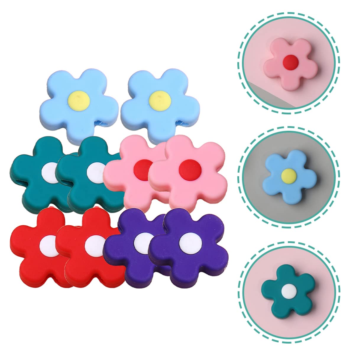 UKCOCO Cord Protector 10pcs Charger Flower Cable Slicone Buddies for Accessories Protector Anti-breaking Data Home Design Designed Usb Cute Line Tablet Covers Plugs Charging Cartoon Phone USB Cable