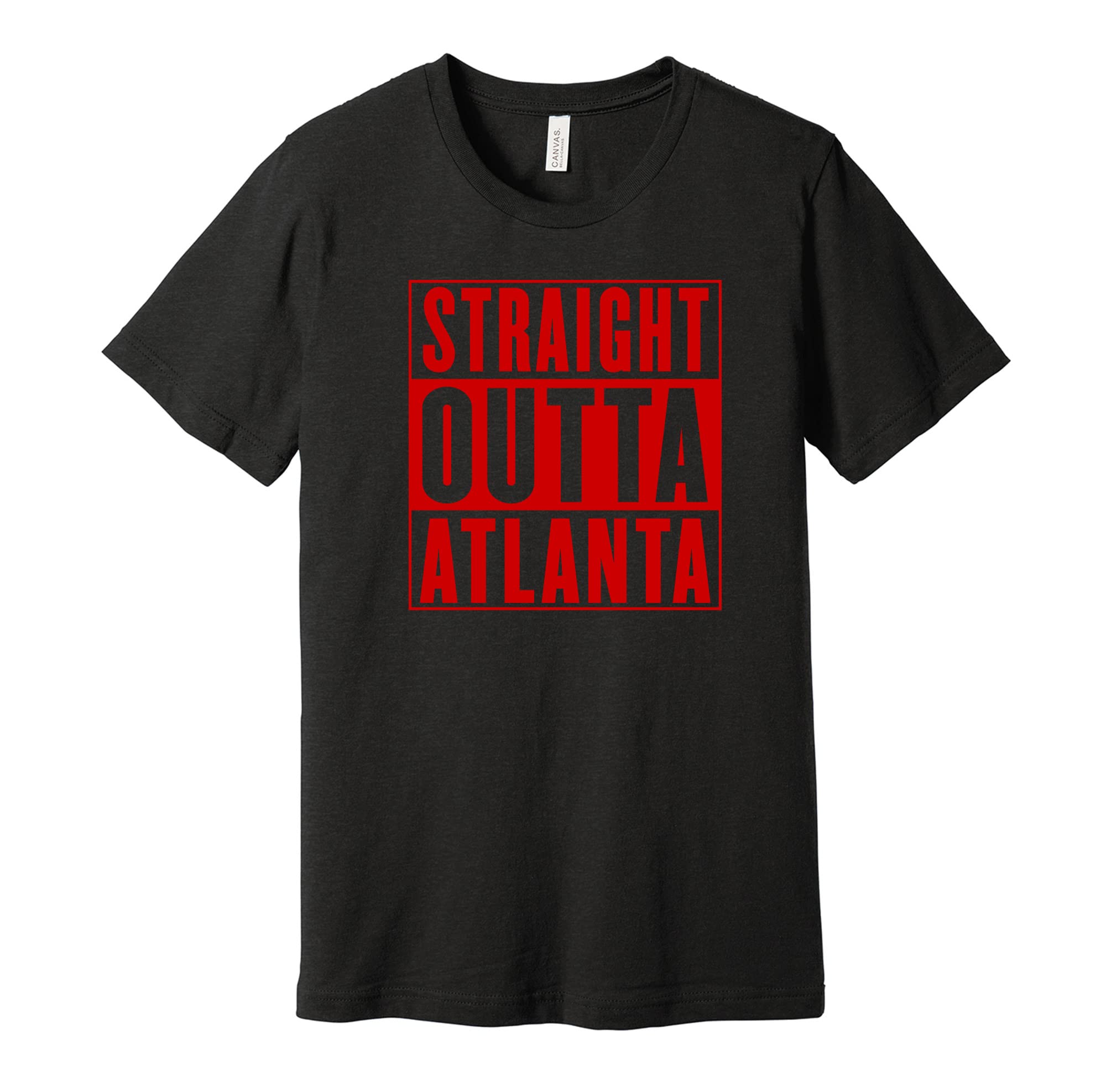Straight Outta Atlanta - Represent Georgia - Hip Hop Parody Shirt - Navy and Red Version - Black - XL
