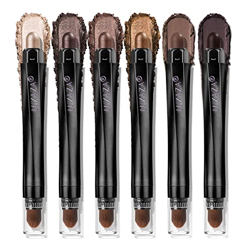 LUXAZA 6 PCS Taupe Mauve Neutral Eyeshadow Stick Set, Cream Eye Shadow Pencil Makeup, Shimmer And Matte Eye Pencil,Brightener Highlighter Eyeliner Crayon Make up