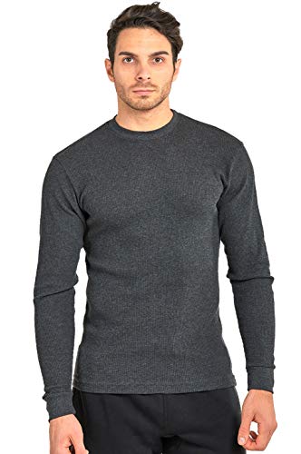 Men's Classic Waffle-Knit Medium Weight Thermal Top (S, Charcoal)