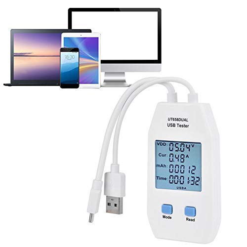 UNI-T LCD USB Tester Detector Voltmeter Ammeter Digital Power Capacity Tester Meter for Cable Measurement(UT658 Dual)