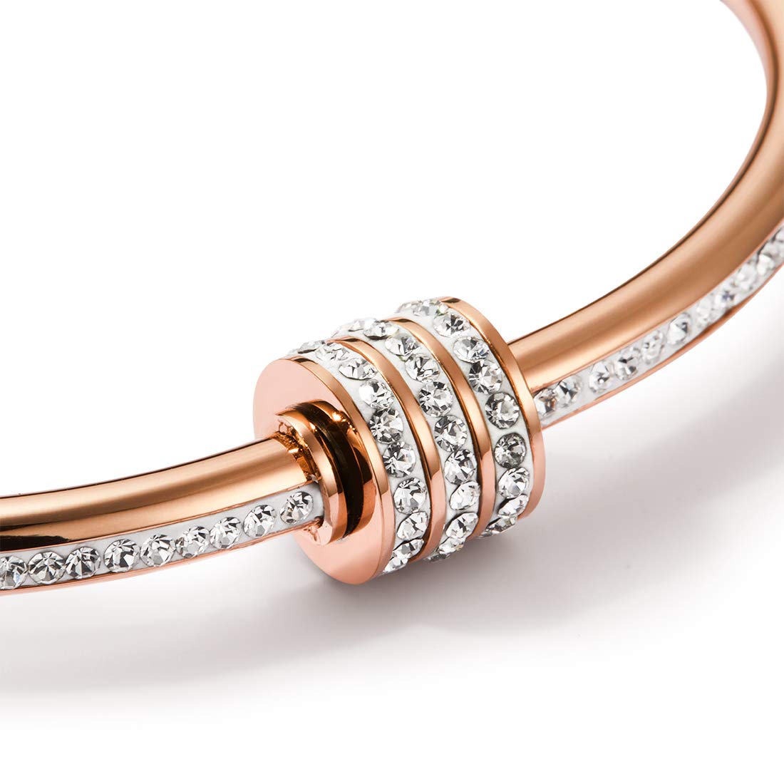 PANSTAR Golden Bracelet for Women, Simple Design Bangle Bracelets With Sparkly Cubic Zirconia Shines in Summer(GOLD)