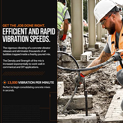 SuperHandy Concrete Vibrating Power Tool, 13k VPM, 4.9 Ft Flex Hose Immersion Shaft, Cement Vibrarator, Electric Corded Handheld, 110VAC 1HP Motor - Remove Air Bubble, Level & Mix Concrete