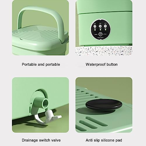 LAAAZY Mini Washing Machine Foldable, Collapsible Travel Washing Machine with Drainage Basket, Mini Small Washer with Adapter for Home, Apartment and Camping