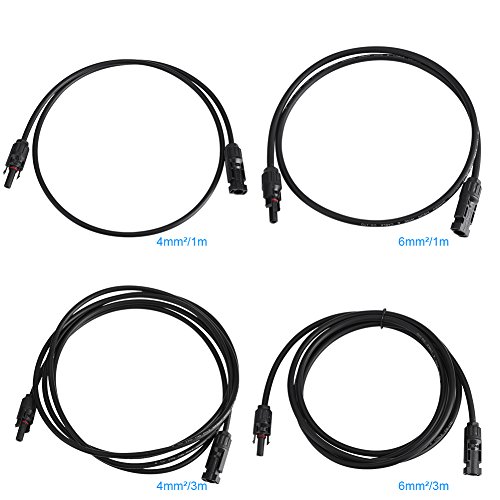 Solar Panel Extension Cable,Solar Panel Connector PV Wire with Male Female Connectors Adapter, Solar Panel Wire Adapter, Solar Extension Cable for Home, Shop and RV Solar Panels (3M-black4MM), So