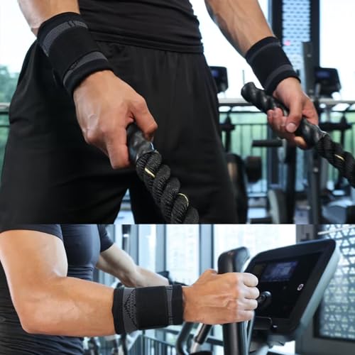 YUNYILAN 2 Pack Wrist Brace Carpal Tunnel, Wristbands Compression Wrist Strap, Wrist Wraps Support Sleeves for Work Fitness Weightlifting Sprains Tendonitis Pain Relief Breathable (Black, L)
