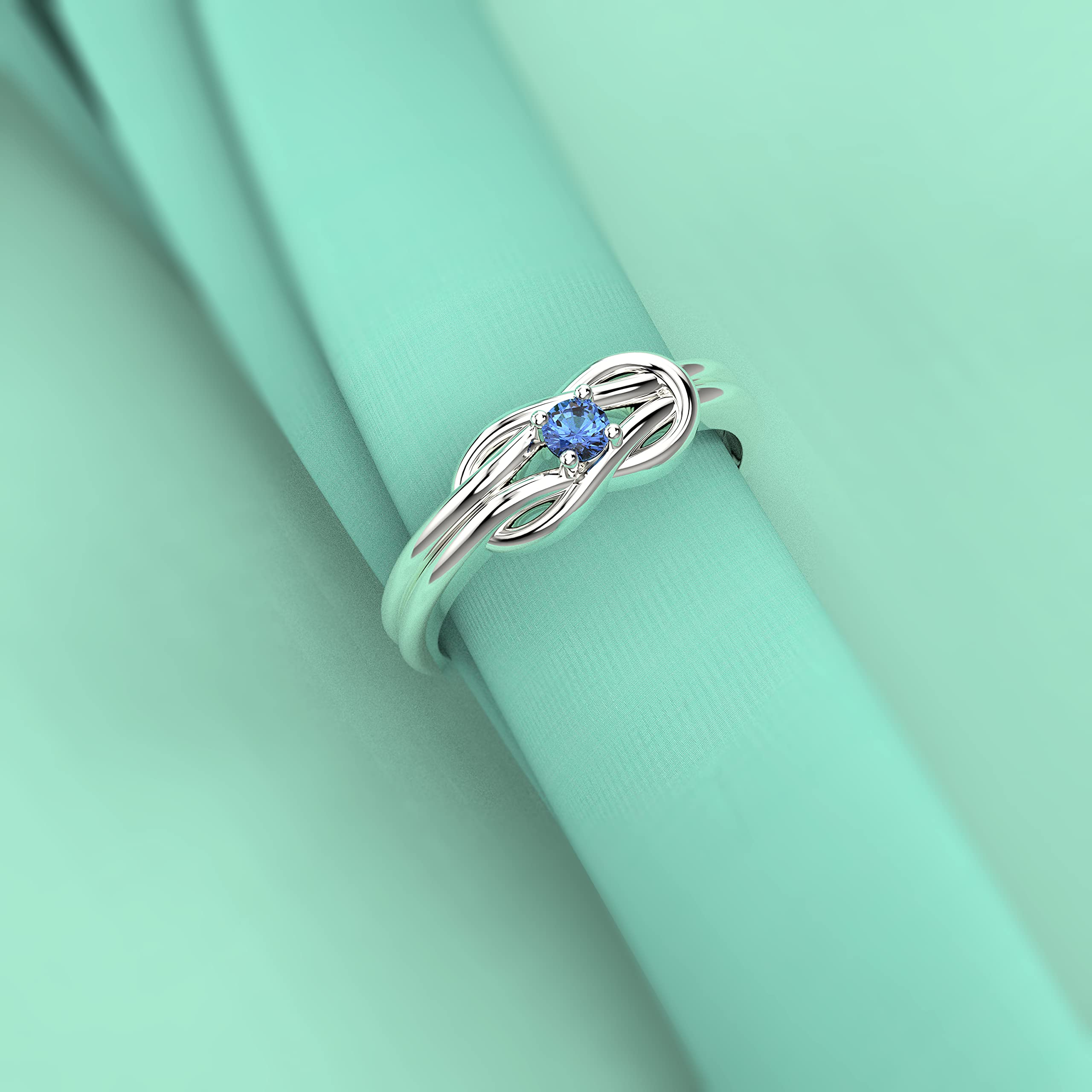 ROWAWA Infinity Ring Women's Birthstone Ring Love Knot Promise Jewelry Her Best Friend Mother's Day Gift Belt Birthstone Personalized Carving Custom Name Sterling Silver