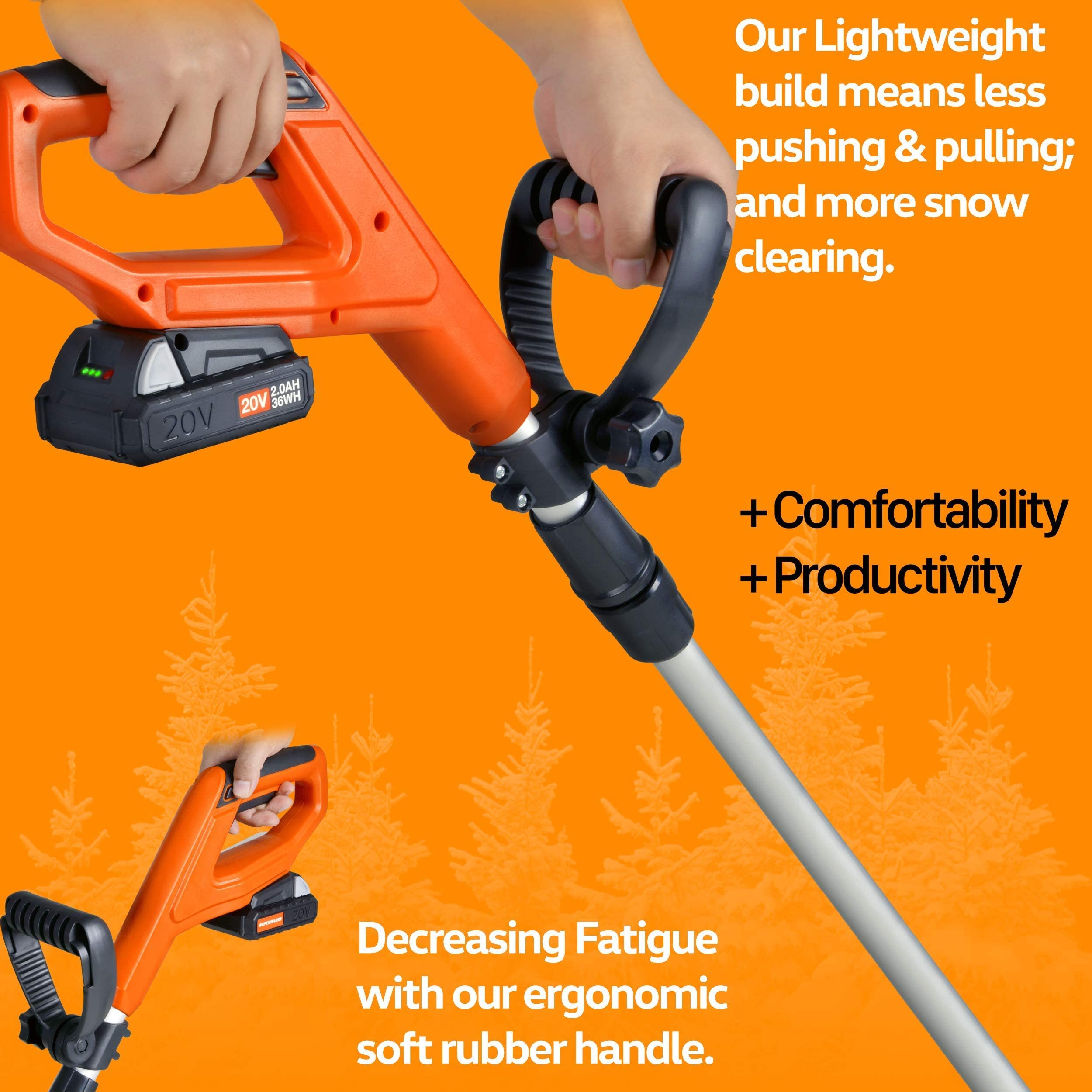 SuperHandy Snow Thrower Shovel Cordless & 2Ah 20V Lithium Ion Rechargeable Battery [Bundle Deal]