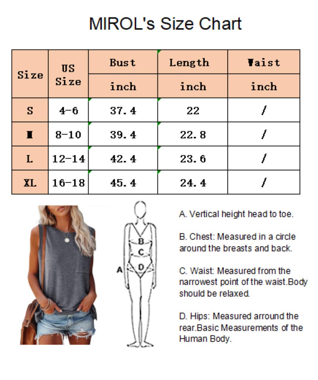 MIROL Women's Sleeveless Tank Tops Basic Loose Tunic T Shirts Batwing Sleeve Solid Color Casual Tee with Pocket Grey