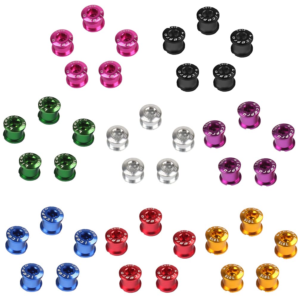 RANOKI Single Chainring Bolts 5 Pack 7075 Aluminum Alloy Chainring Bolts for Mountain Bike BMX Road Bicycle, MTB (Pink)