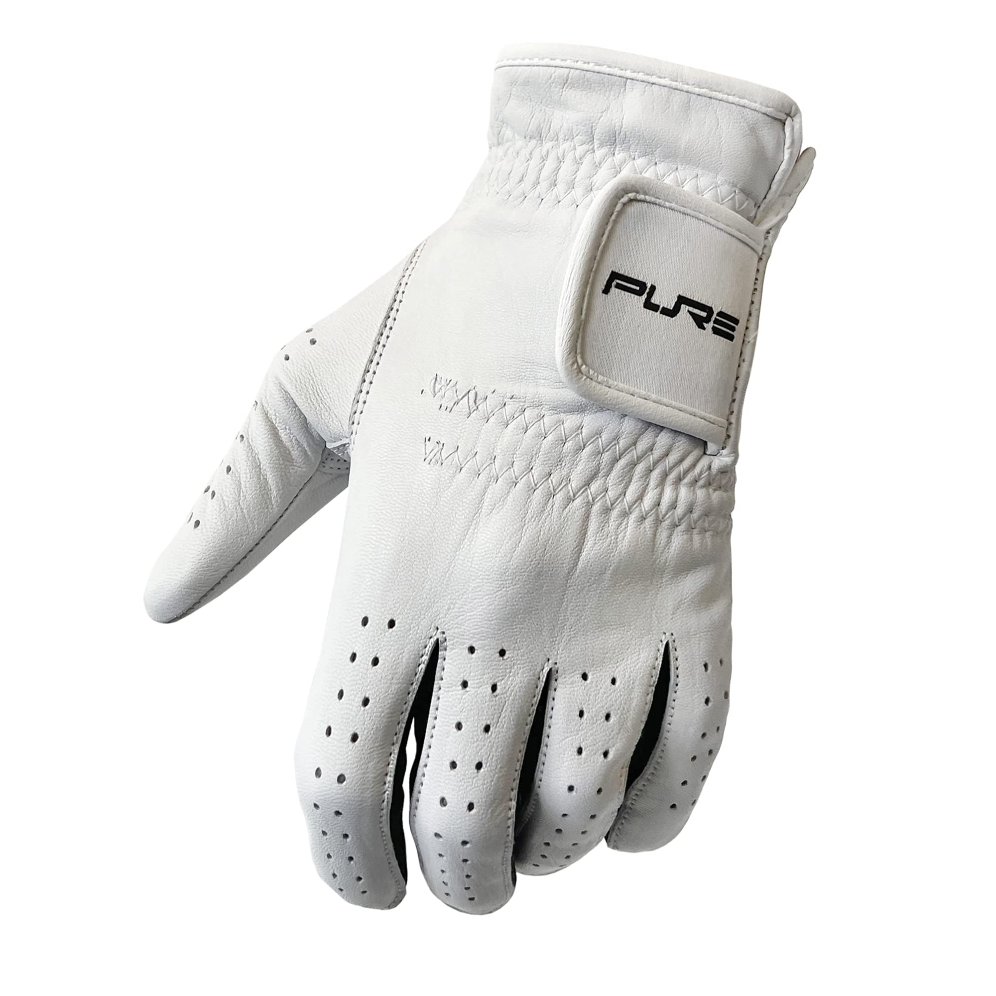 Pure Premium Leather Golf Glove - Single Gloves for Left Right Handed Golfer (White, X-Large, Left)