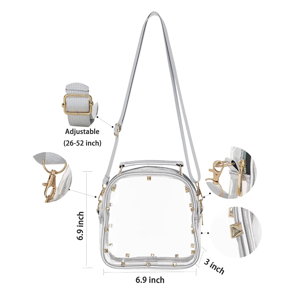 Suelinvy Clear Crossbody Bag - Clear Purse, Adjustable Sling Cute Zipper Concert Stadium Approved Clear Bag