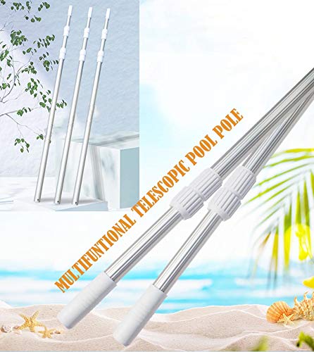 Upgraded Professional 16 Foot Swimming Pool Pole Telescopic Aluminum, 1.28mm Thicken Fits Pool Net Skimmer Rake Vacuum Head Brush Cleaning Heavy Duty, Adjustable 3 Section from 6 to 16ft Extension