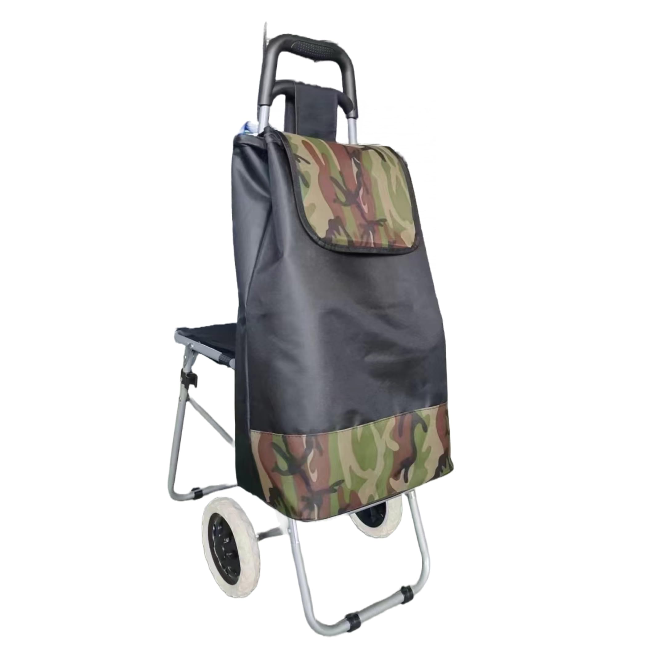 New Home Era Heavy Duty Shopping Cart with Seat - Portable Cart with Waterproof Cart Cover - Adjustable Easy to Fold Trolley Cart for Senior Adults - Handcraft Trolley Cart with Comfort Seat (Black)