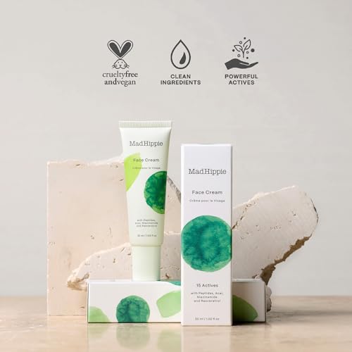 Mad Hippie Face Cream β Age-Defying Face Moisturizer & Skin Tightening Cream with Niacinamide, Advanced Peptides & Argan Oil (1.02 Oz) + Skin Care Pillow Pack