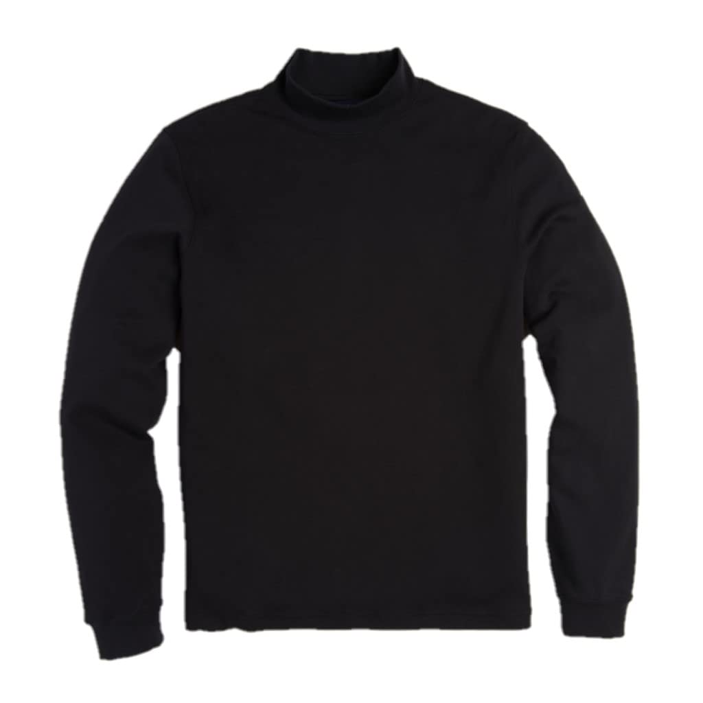 Scott Barber Men's Long Sleeve Pima Cotton Pre Shrunk Mock Turtleneck Shirt, Black, Large