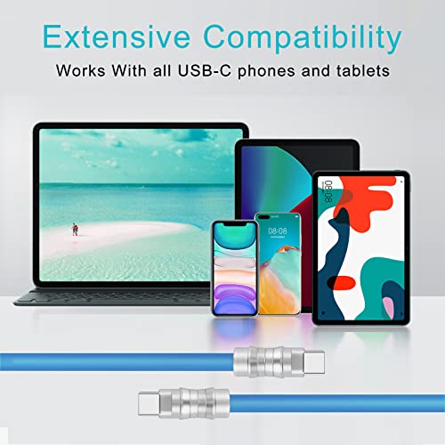 WLGQ USB C to USB C Cable, PD100W Skin-Friendly Liquid Silicone Material Fast Charging Cable USB Type C Interface Device Universal Charging Cable(Blue-6.6ft-2pcs)