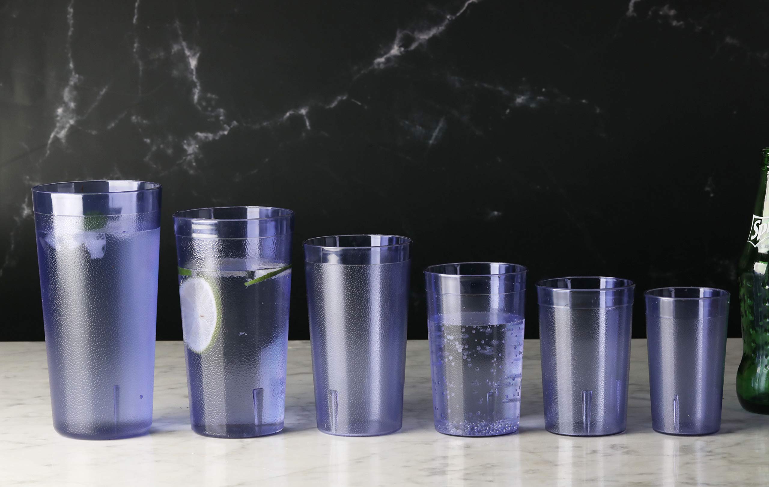 New Star Foodservice 46281 Tumbler Beverage Cup, Stackable Cups, Break-Resistant Commercial SAN Plastic, 12 oz, Blue, Set of 12