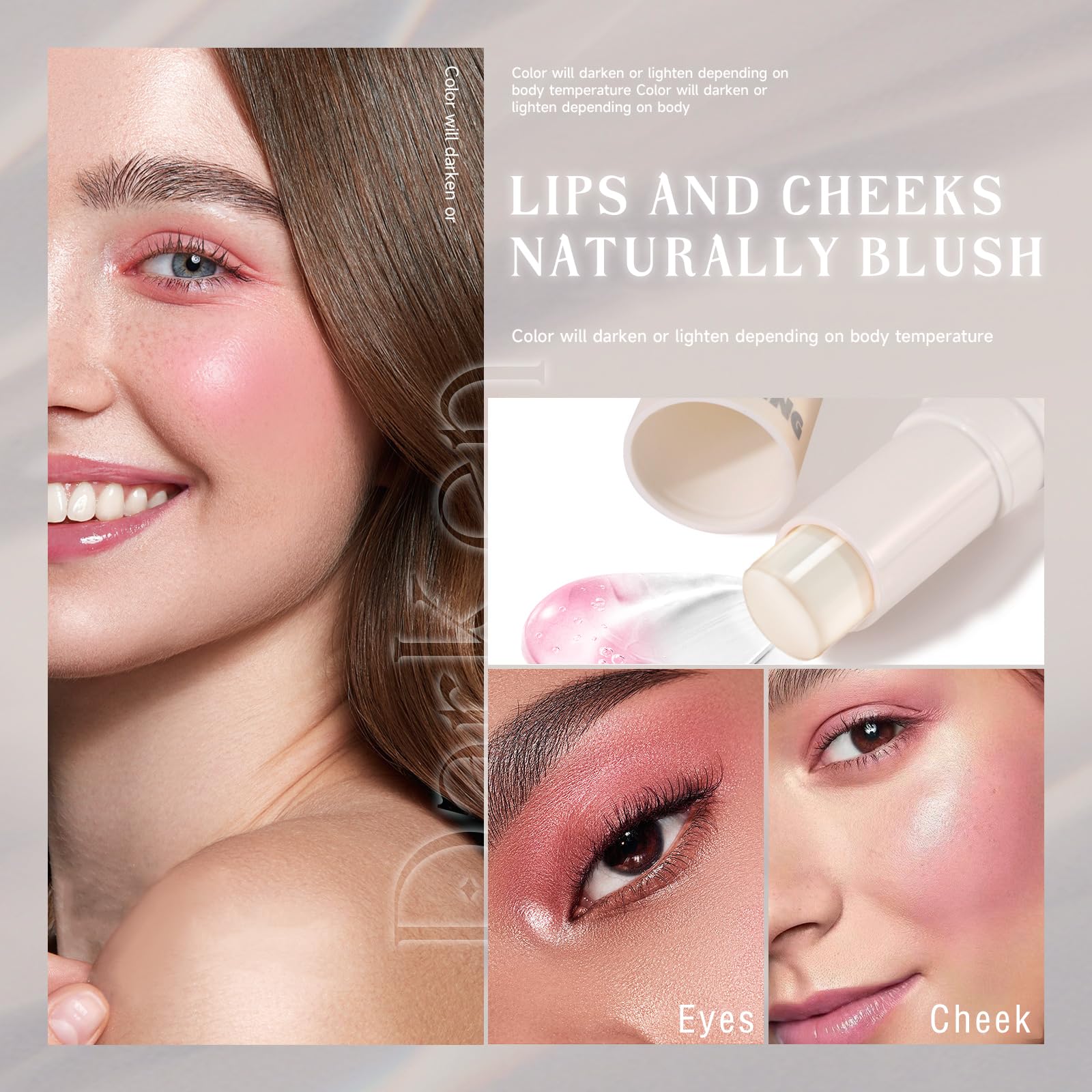 NewBang Color Changing Blush Stick for Cheeks Makeup,Clear Blush PH Temperature Changing Pink Cream Blusher Magic Waterproof Face Stick Multi-Use Lips and Cheek Tint,Matte Finish Natural Lightweight